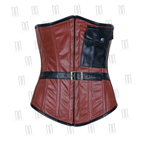 Mohrazi | Tops | Premium Brownblack Leather Underbust Corset With ...